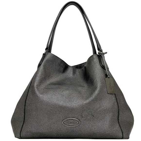 Coach | Bags | Coach Edie Metallic Gray F48 Tote Bag Leather Shoulder ...